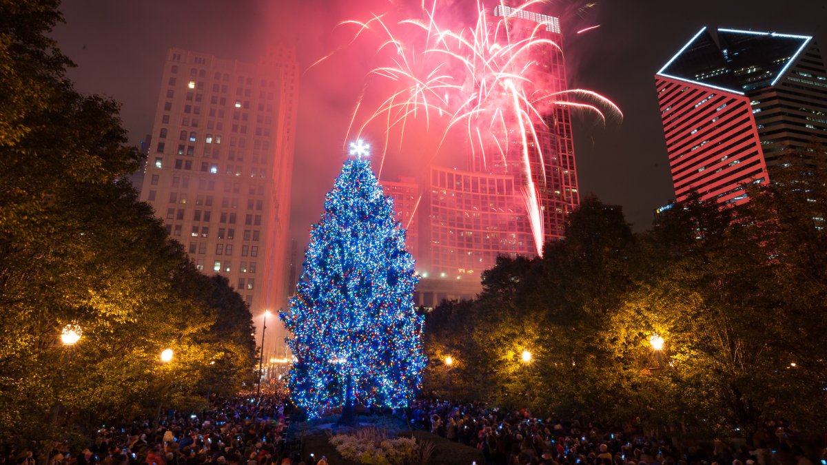 Todo listo para el encendido del gran árbol de Navidad de Chicago ...